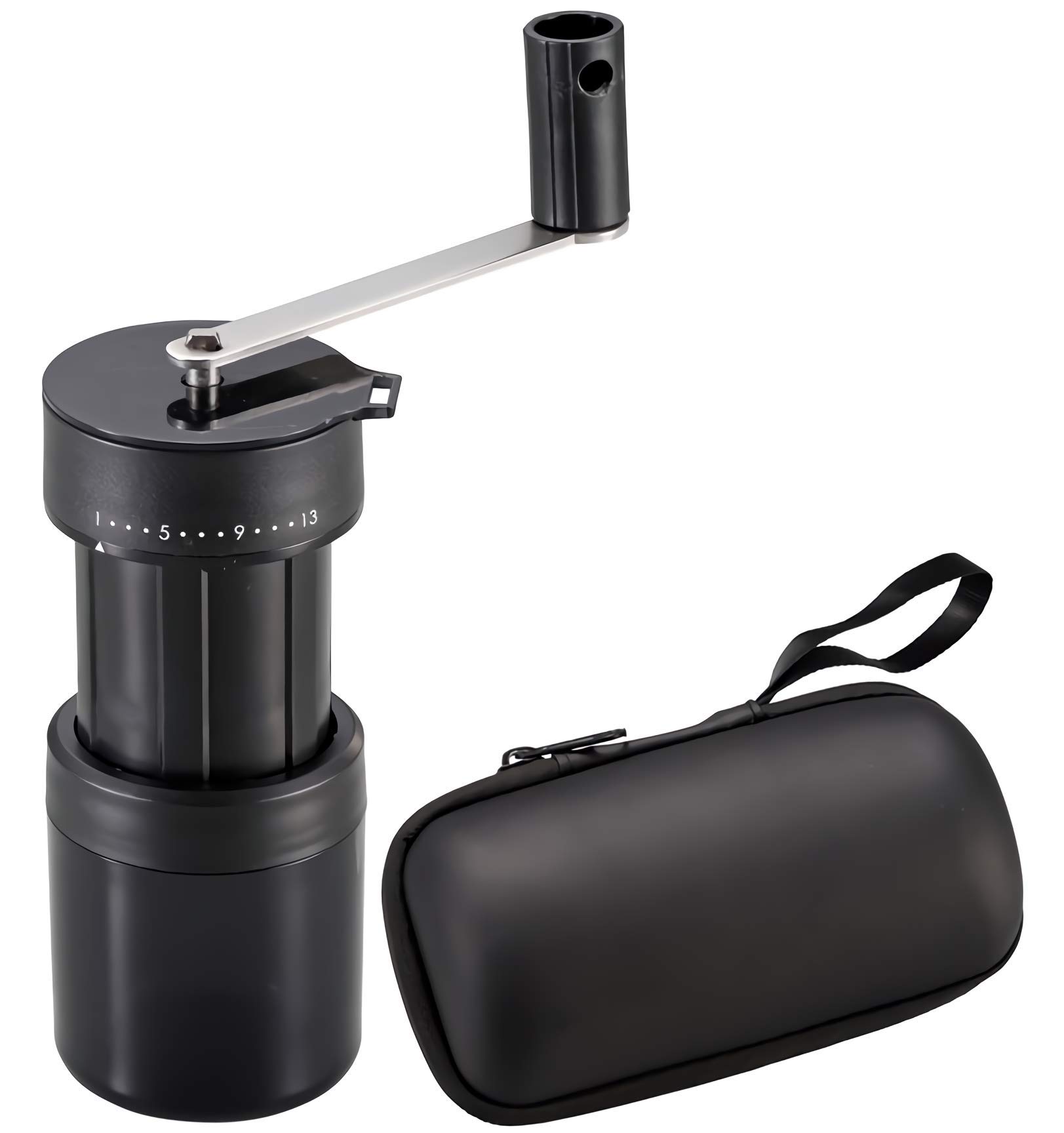 製品サイズ:(約)使用時/Φ60×高さ165mm(本体のみ)、収納時/Φ60×高さ115mm(本体のみ)製品重量:(約)ミル/315g仕様:豆の挽き方/13段階調節、目安/2~3杯(約26g)(1回の豆挽き)付属品:収納ケース材質:本体/胴...