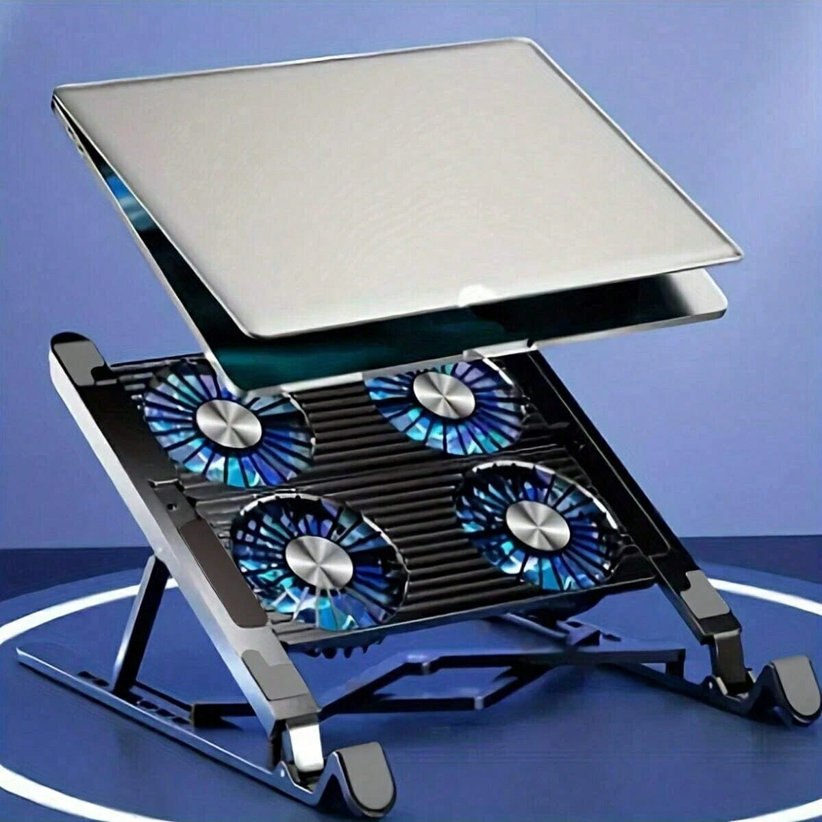 1個 夏新作 半導体ノートパソコン冷却パッド、折りたたみ式風冷却ラップトップスタンド、ラップトップコンピューター冷却ホルダー ラップトップコンピューター冷却ホルダー 5