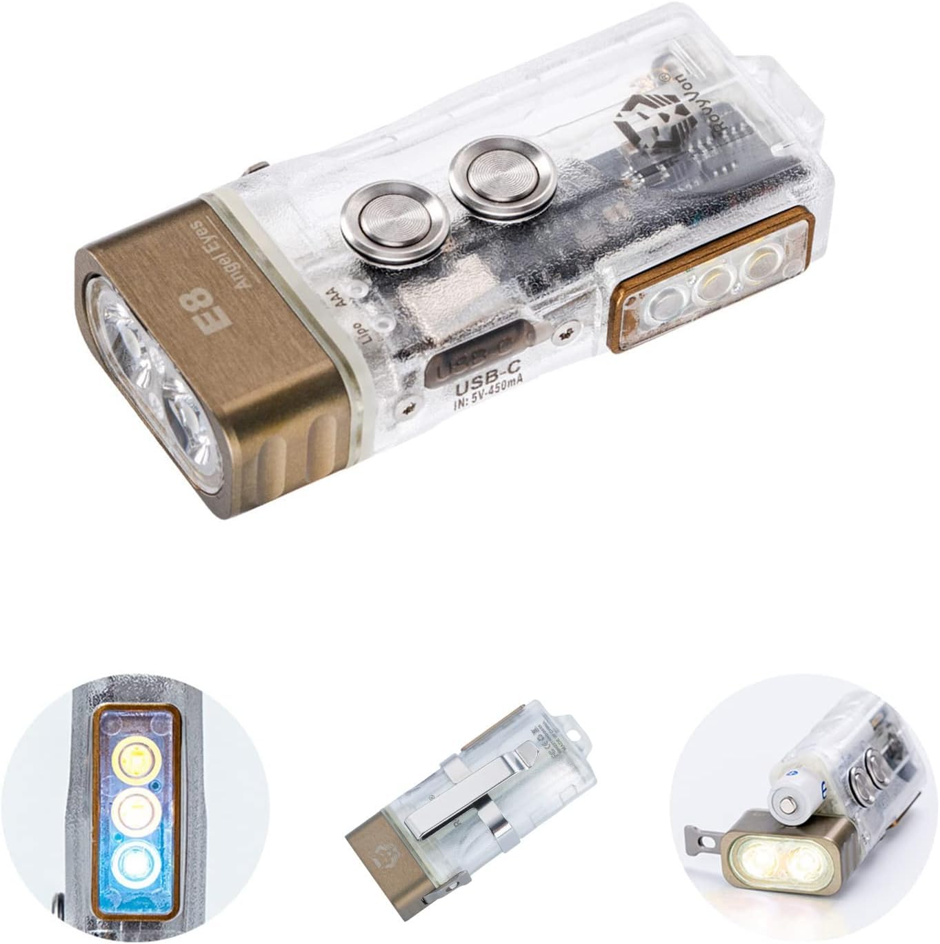 ・365nm side led: E8ハイブリッドライトは365nmと白のサイドライトを含み、365nmサイドライトは蛍光シェル、セキュリティコード、小切手や紙幣をチェックするために使用することができます。・ハイブリッド電源：内蔵の330m...