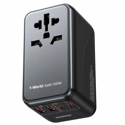 ・[100Wの無制限電源] MOMAXユニバーサル電源アダプターは、市場で最も強力な海外旅行用アダプターと見なされています。100Wの電力は1つのUSB-Cポートに固有のものではなく、すべてのUSB-Cポートは100W（最大）の出力が可能で...