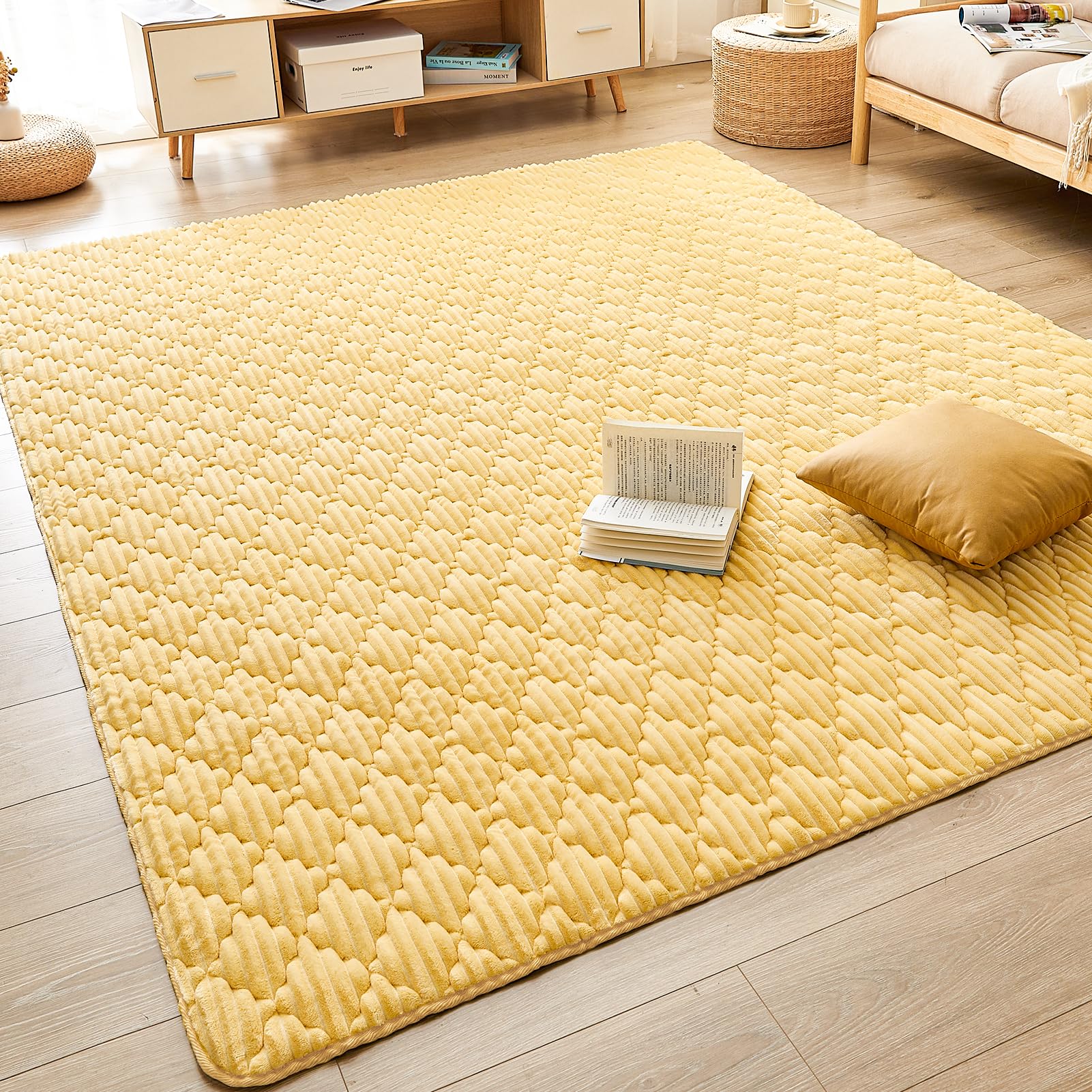 ・【高級感あふれるデザイン × 極厚5層構造】高密度ウレタンとふんわり中綿を重ねた贅沢な5層構造で、優れたクッション性と踏み心地を実現。おしゃれなカラーに、かわいらしいストライプ柄を組み合わせて、どんなインテリアにも馴染み、お部屋全体を明る...