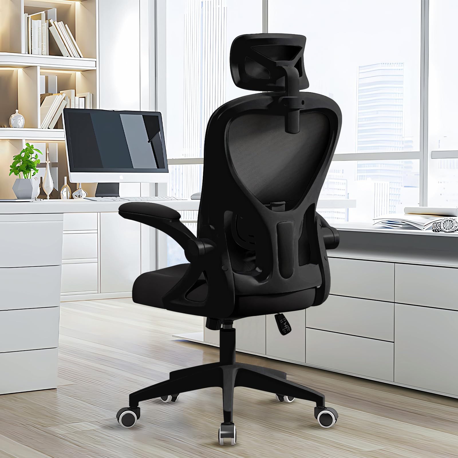 【人間工学デザイン・ランバーサポート付き】人間工学設計で、更にランバーサポートが付きます。独特な背もたれは腰を支えるのに巡って設計されたもので、長時間座っても疲れないです。【通気性・快適さ】背もたれ・座面共に通気性に優れたメッシュ素材が使用...