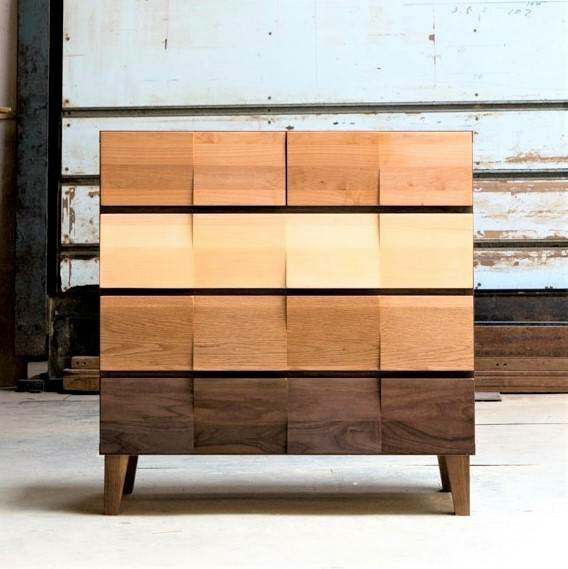 ■リビングチェスト la mer - ラ メール - 【782-4-mix】 幅782mm-引出し4段 　素材ミックス（上段から、アルダー・メープル・ホワイトオーク・ウォールナット） ※ 詳細画像はサイズ、カラー違いも使用しています。 トッ...