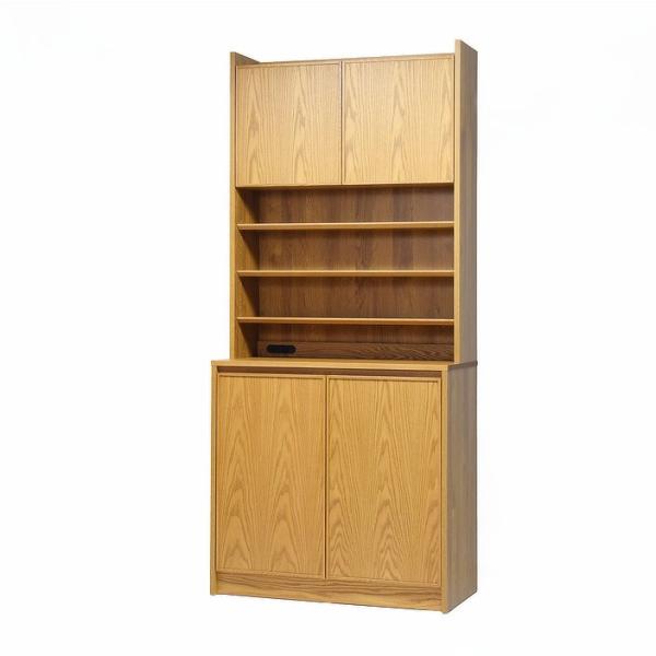 CLA-181 90 キャビネット 高さ205cmの収納力を備えた90キャビネット。 シンプルな木目と直線的なデザインで、キッチン・ダイニングにすっきり馴染むスタンダードな収納家具です。 上段は開き戸＋オープン棚の構成で、食器・グラス・毎日...