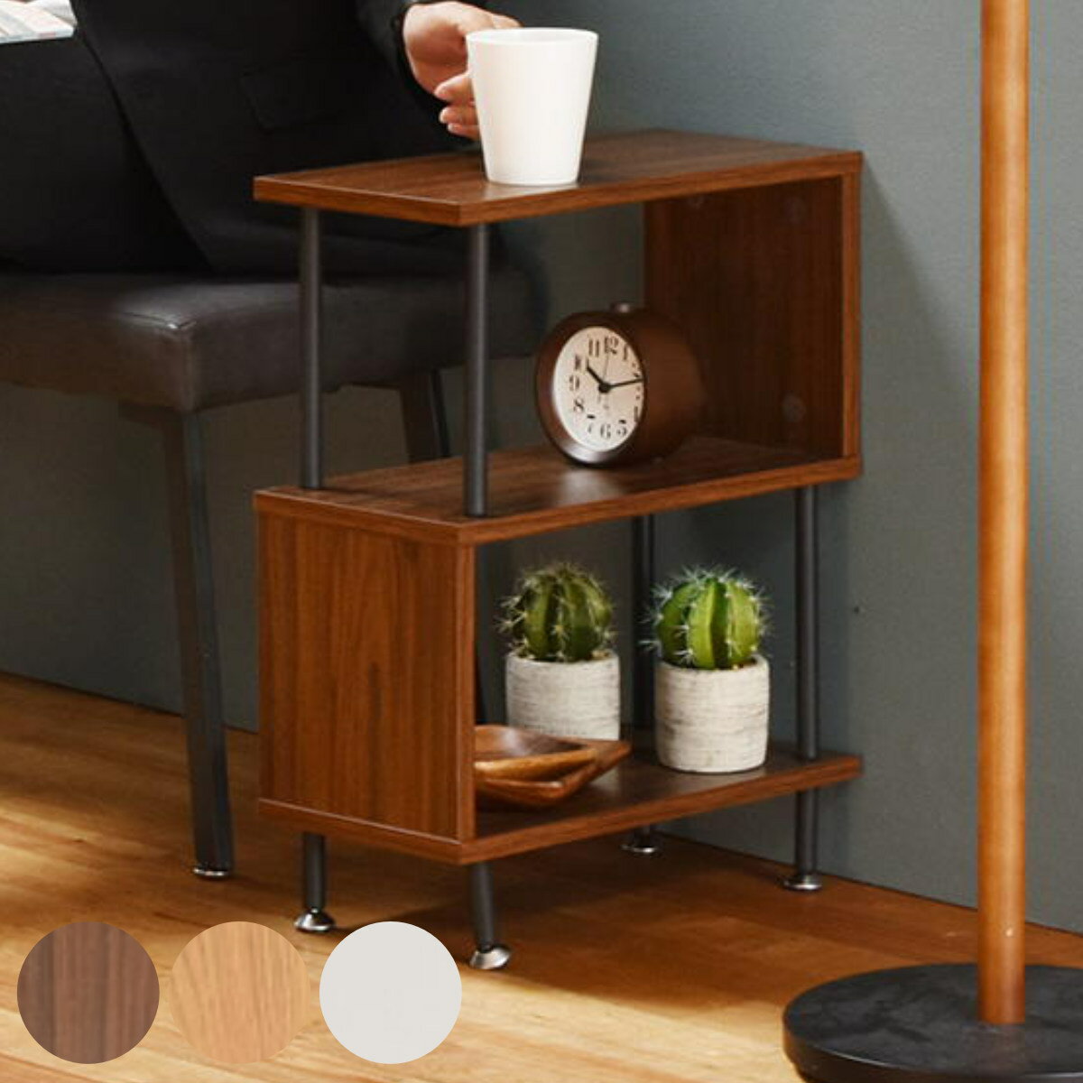 サイズ約 幅40×奥行20×高さ52.5（cm）重量約 3.8kg内容量1台材質天板・棚板：中質繊維板にメラミン貼り支柱・脚：スチールパイプ（粉体塗装）種類ブラウン、ナチュラル、ホワイト生産国中国製アジャスター付き天板耐荷重約15kg棚板1...