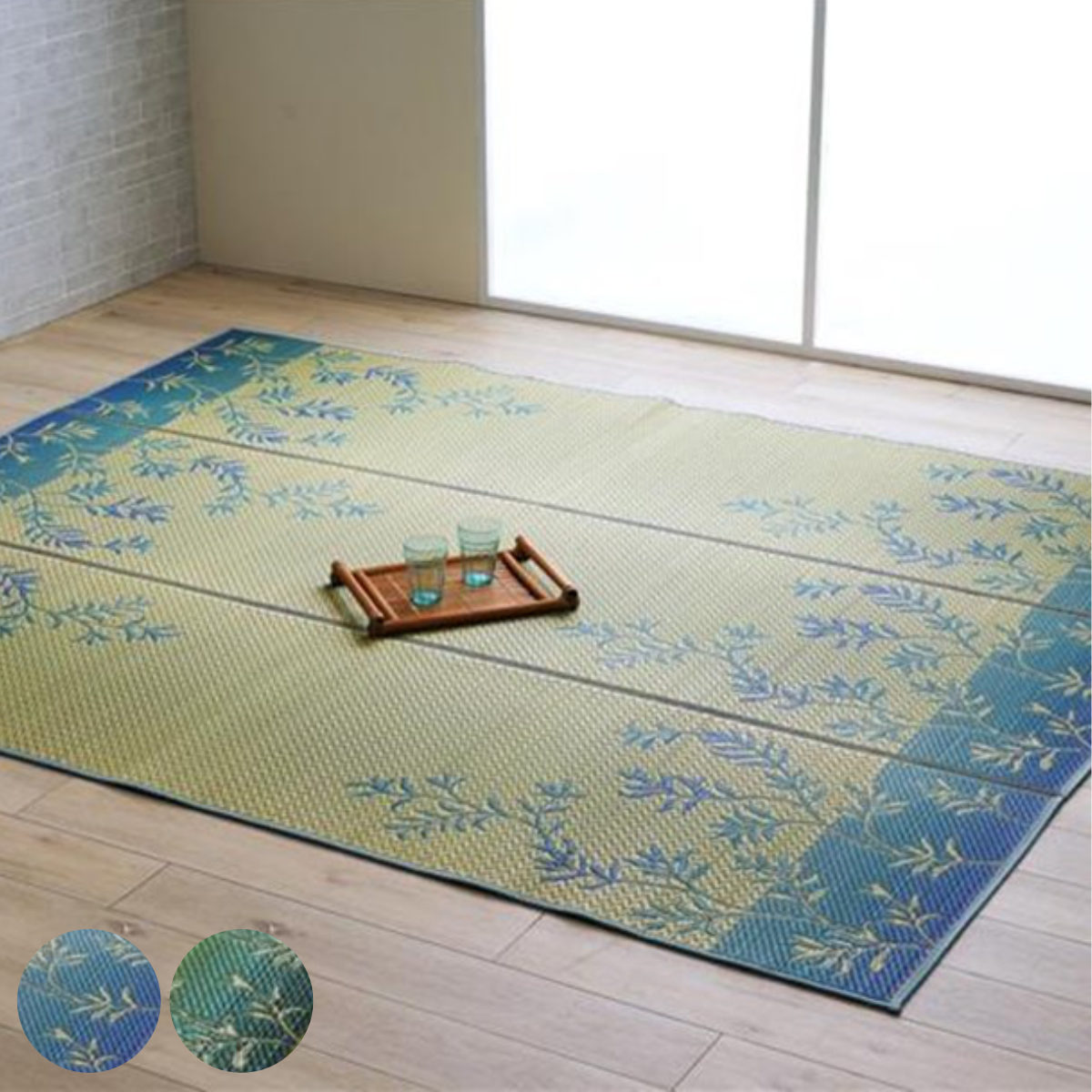 サイズ約 横250×縦210（cm）厚さ：約 0.2（cm）内容量1枚材質表地：い草裏地：ポリエステル種類ブルー、グリーン生産国日本製洗濯不可注意事項※商品ページ内には別の商品を含む画像を使用しています区分返品・キャンセル区分（不可）●爽や...