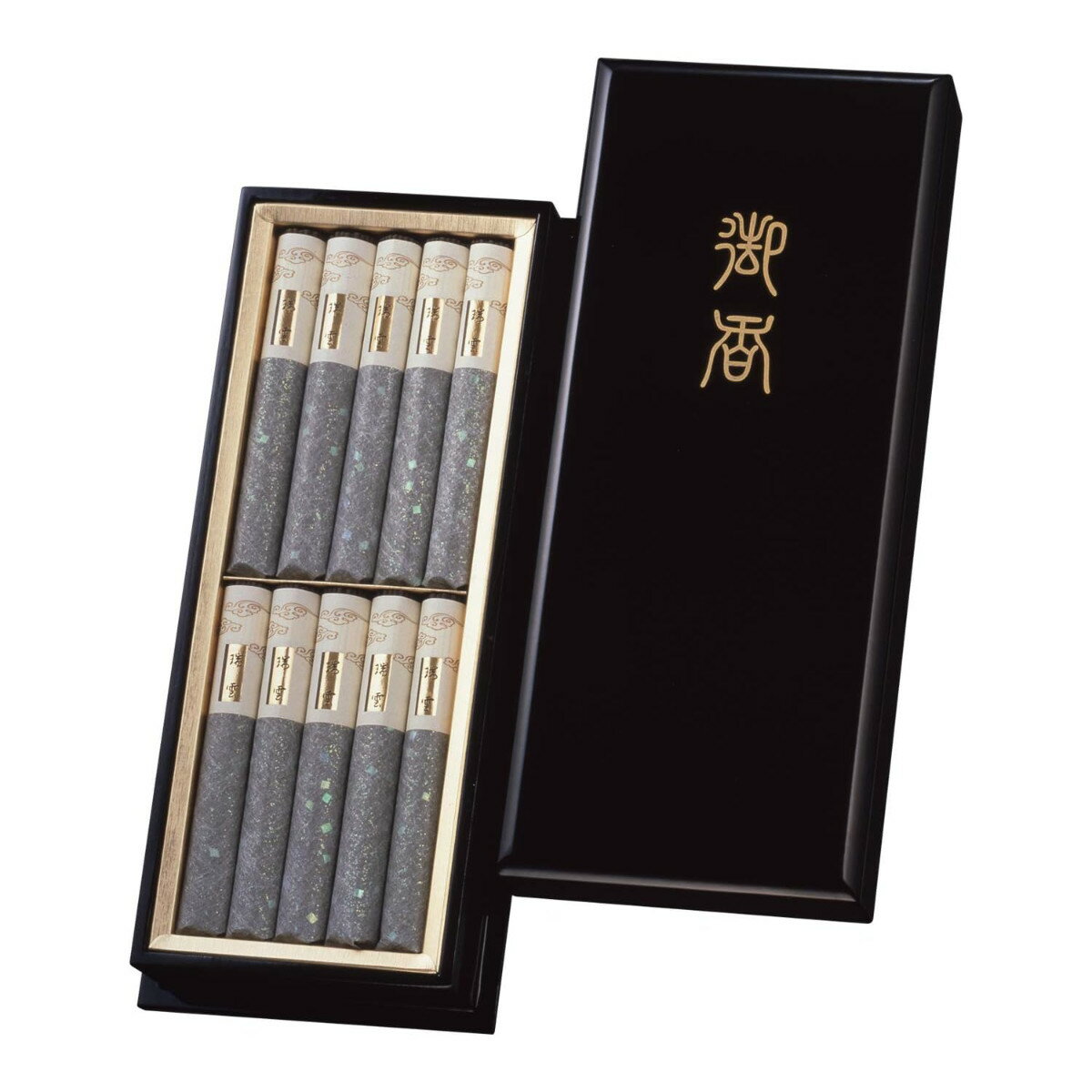 サイズお香サイズ：約14cm商品サイズ：約幅14.5×高さ34.3×奥行5.3cm重量約 935g内容量約24g×10把材質タブ粉、香料生産国日本製備考けむりの量：やや少ない区分返品・キャンセル区分（不可）ギフトラッピングページを見る●香木...