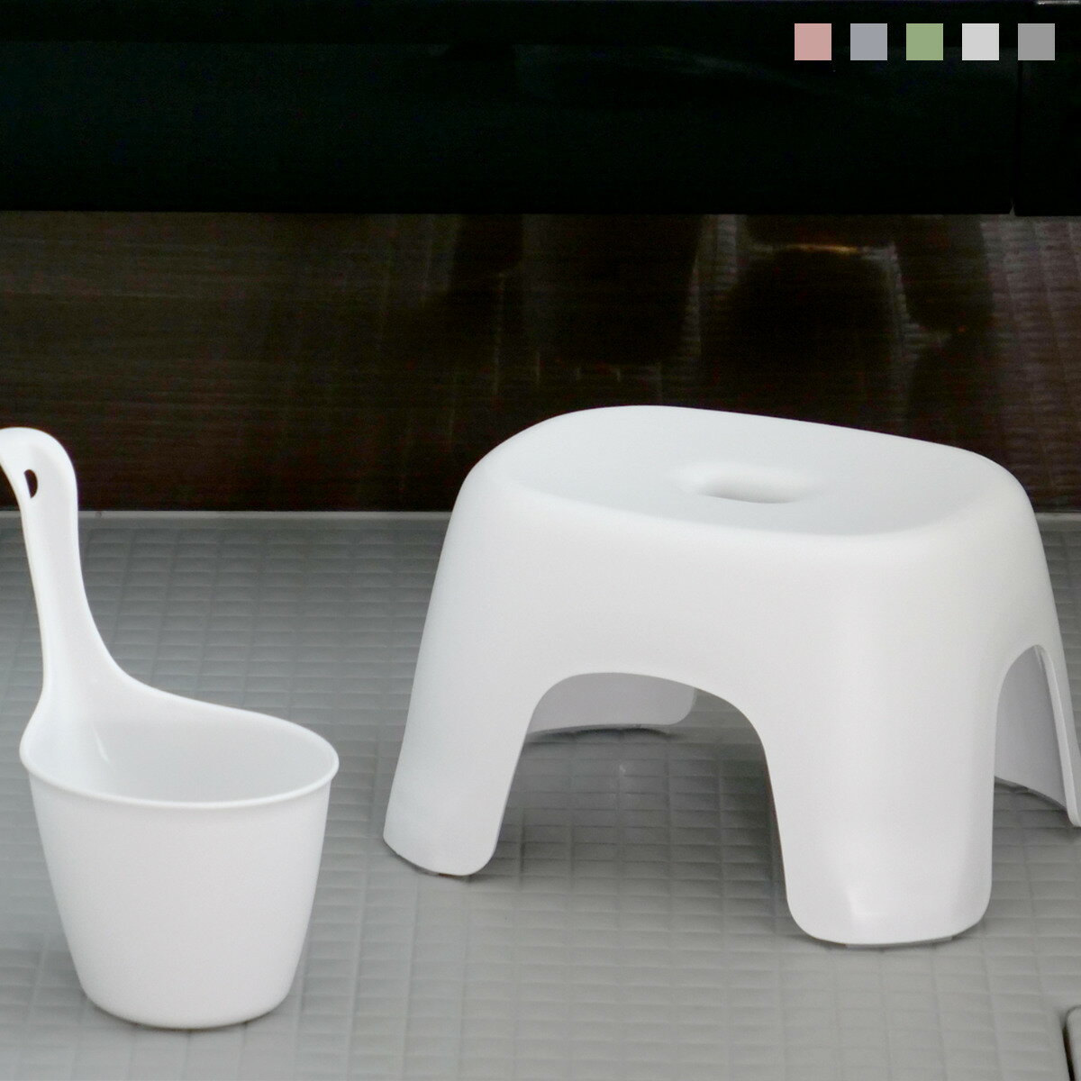 サイズ【風呂椅子】約 幅31.5×奥行25×高さ19（cm）座面高：約 19（cm）【手桶】約 幅14.5×奥行22.5×高さ24（cm）重量【風呂椅子】約 600g【手桶】約 130g内容量2点セット（風呂椅子、手桶）材質【風呂椅子】本体...