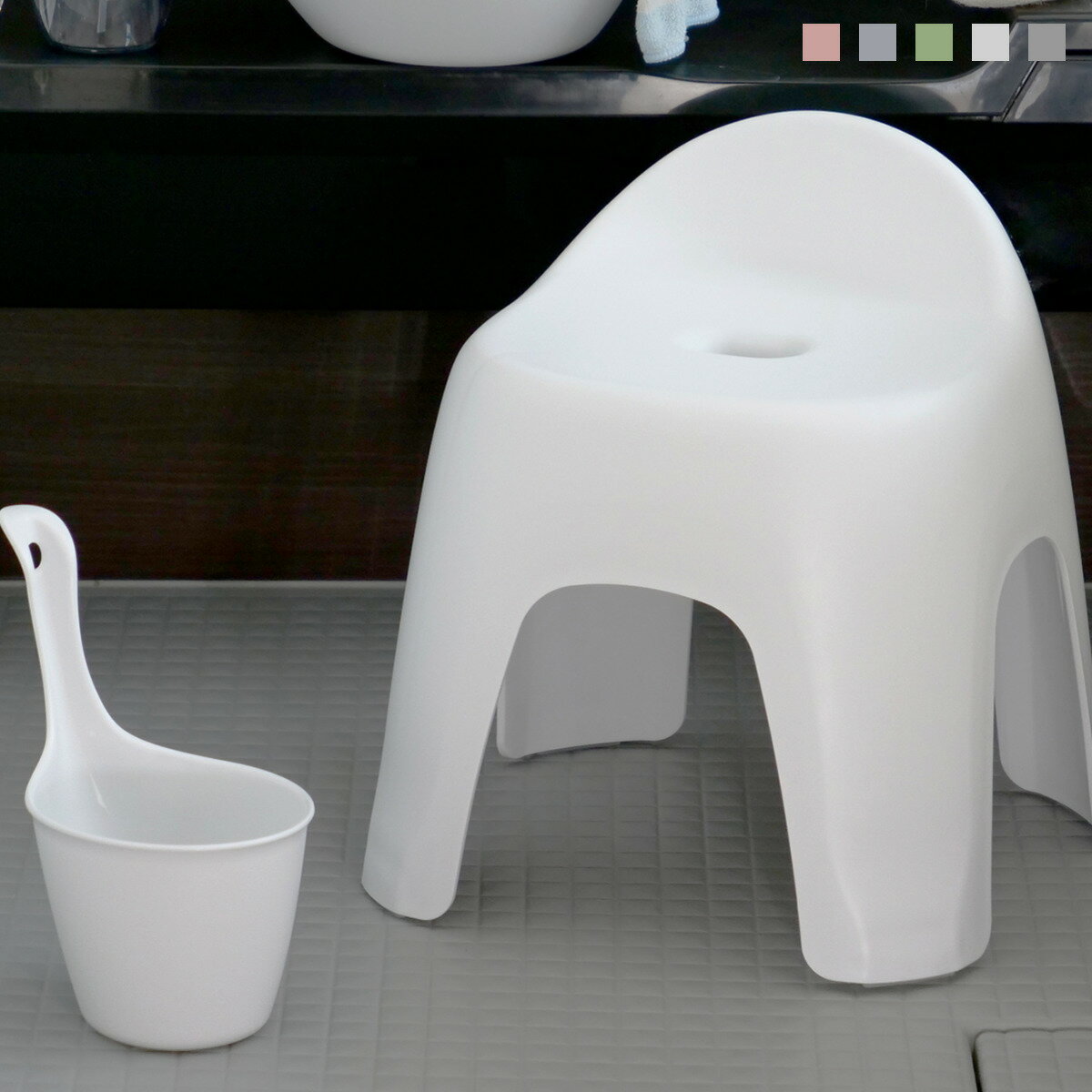 サイズ【風呂椅子】約 幅35×奥行33×高さ40（cm）座面高：約 30（cm）【手桶】約 幅14.5×奥行22.5×高さ24（cm）重量【風呂椅子】約 1.1kg【手桶】約 130g内容量2点セット（風呂椅子、手桶）材質【風呂椅子】本体：...