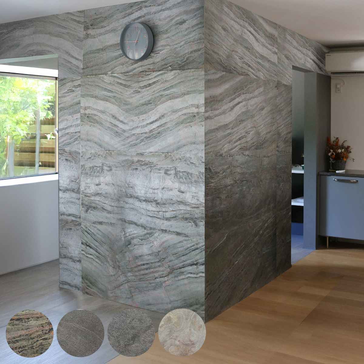 サイズ1枚：約 横122×縦61(cm)厚さ0.2(cm)重量約 2kg内容量4枚入り材質天然石・ポリエチレン樹脂・ファイバーグラス種類ブラウン、グレー、シルバー、ホワイト組立状態完成品区分返品・キャンセル区分（不可）タイル DIY Sto...