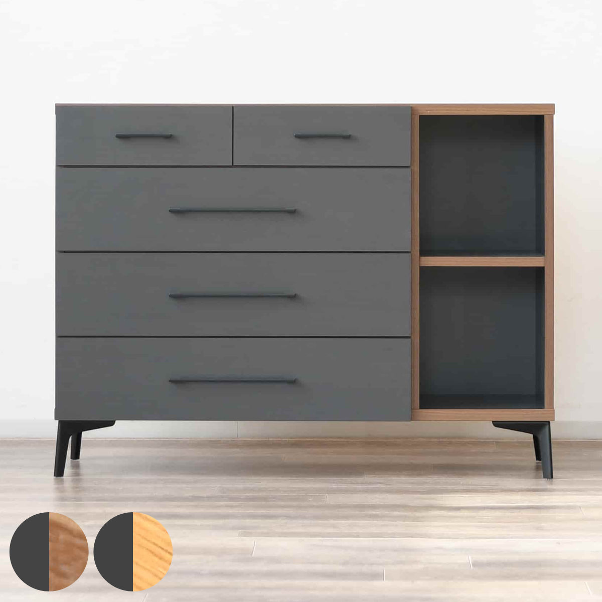 サイズ約 幅109×奥行40×高さ82（cm）内容量1台材質強化紙種類ブラウン、ナチュラル生産国日本製引き出し段数4段組立状態完成品（一部取付）梱包サイズ幅111×奥行42×高さ70（cm）お届け梱包数1個口区分返品・キャンセル区分（不可）...