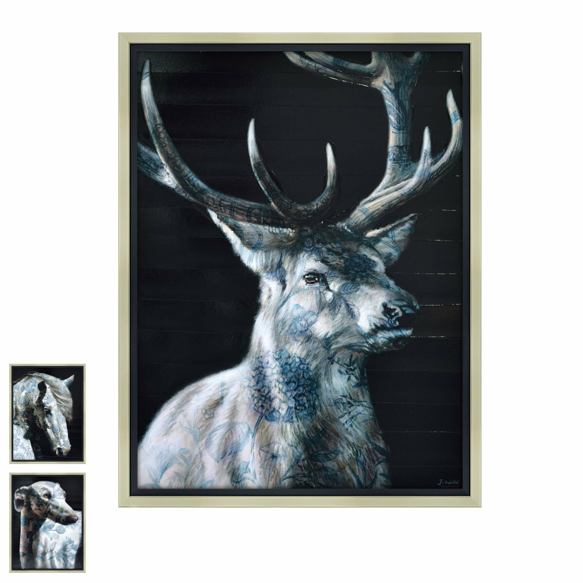 サイズ約 横48.5×縦63.5（cm）厚さ：約 3.6（cm）重量約 1.3kg内容量1枚付属品：額（吊金具付き）、額吊紐材質樹脂フレーム仕様：絵の表面を特殊ゲル加工種類ノーブルグランド、ハウンドマジェスティック、エクワインマジェスティッ...