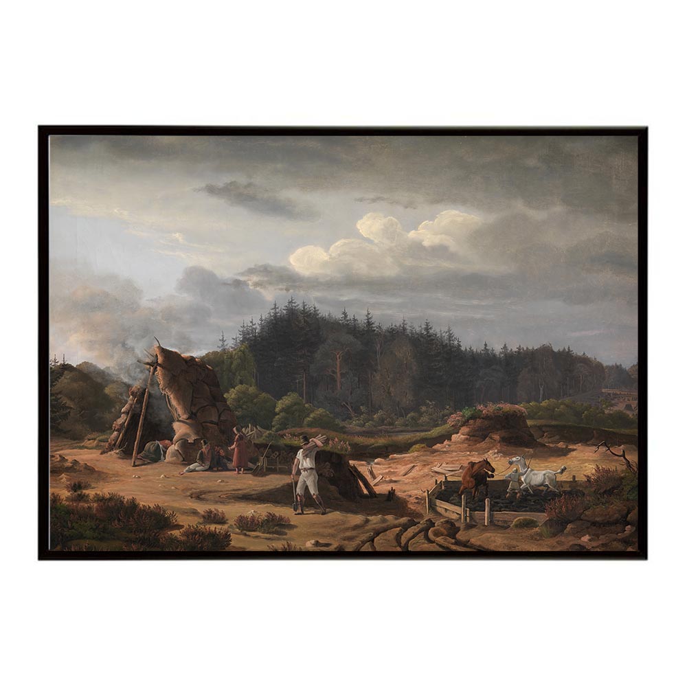 【作品名】A Bog with Peat Cutters. Hosterkob North Zealand 【このポスターについて】北ゼーランドのホスターコブでの泥炭採掘の風景を描いた作品。歴史的な労働の場面が静かな自然の中に表現されていま...