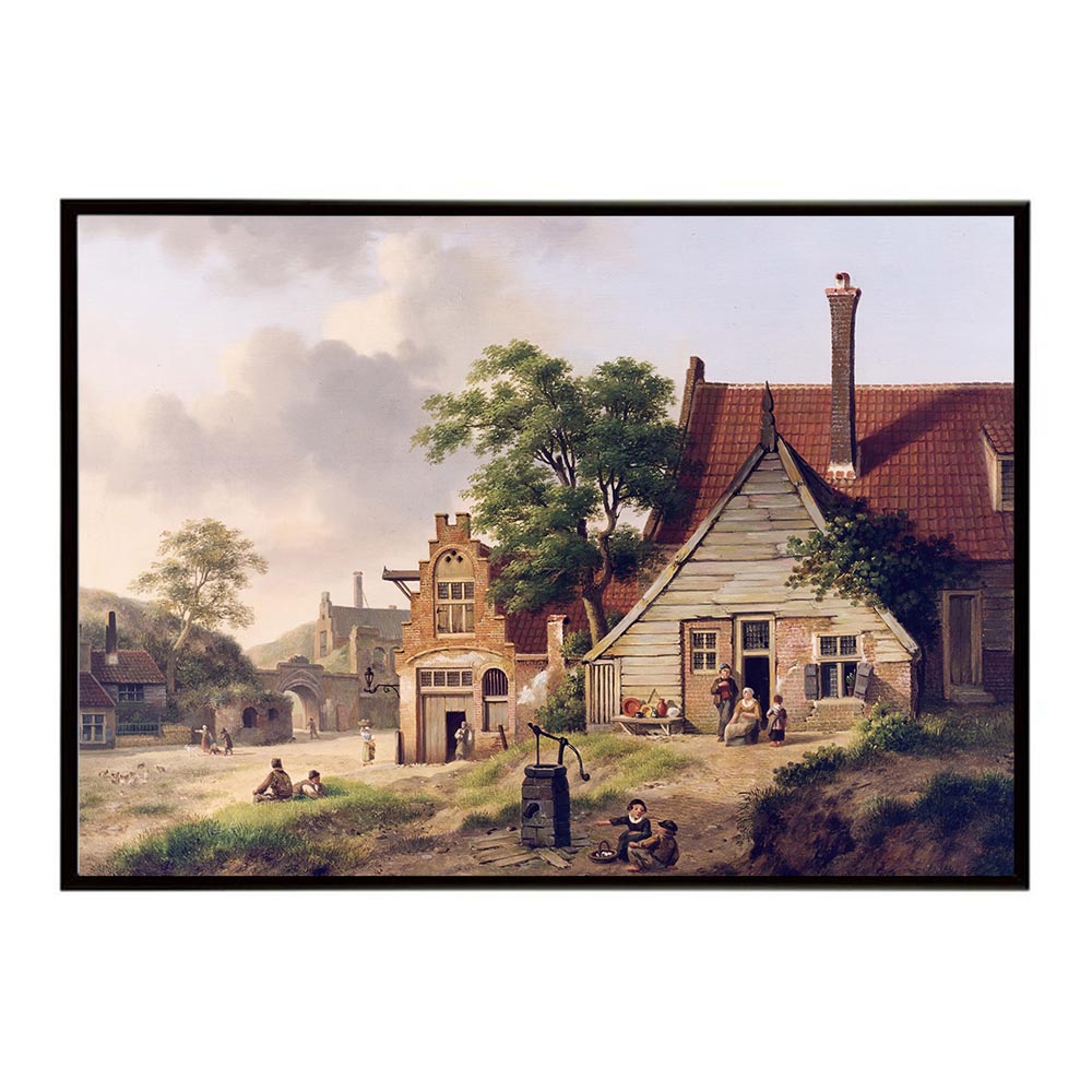 【作品名】A Dutch Village Scene with Figures 【このポスターについて】オランダの村の風景を描いた作品。住民たちの生活が映し出され、静かな村の様子が感じられる一枚です。詳細は不明ですが、魅力的な風景が描かれて...