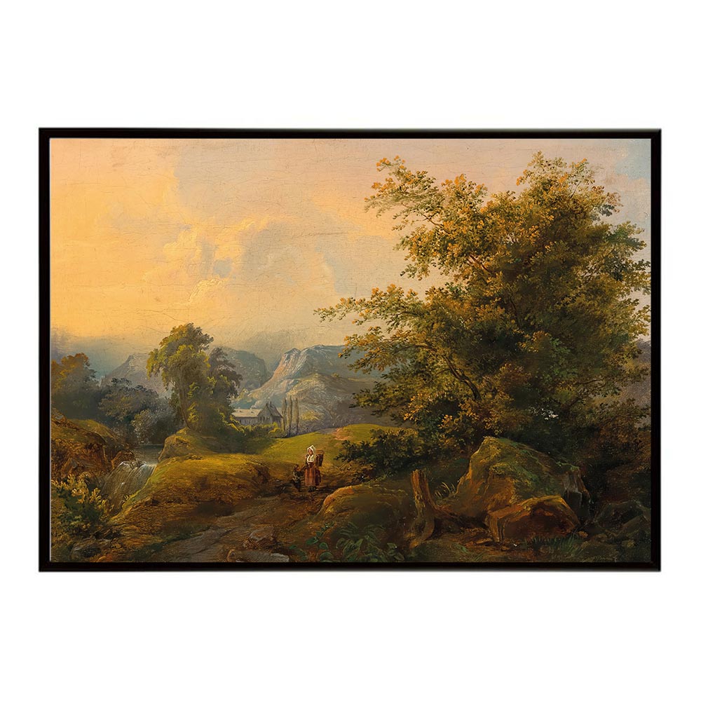 【作品名】A Landscape with Figural Staffage 【このポスターについて】人物が描かれた風景画。風景の中に生きる人々の姿が、自然の中に調和して描かれています。詳細は不明ですが、魅力的な風景が描かれています。【EF...