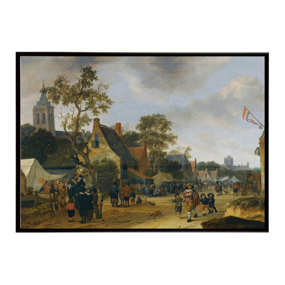 【作品名】A Village Kermesse With Numerous Figures And Market Stalls 【このポスターについて】村のケルメス祭りを描いた作品です。多くの人々と市場の屋台が、賑やかな風景を形成しています...