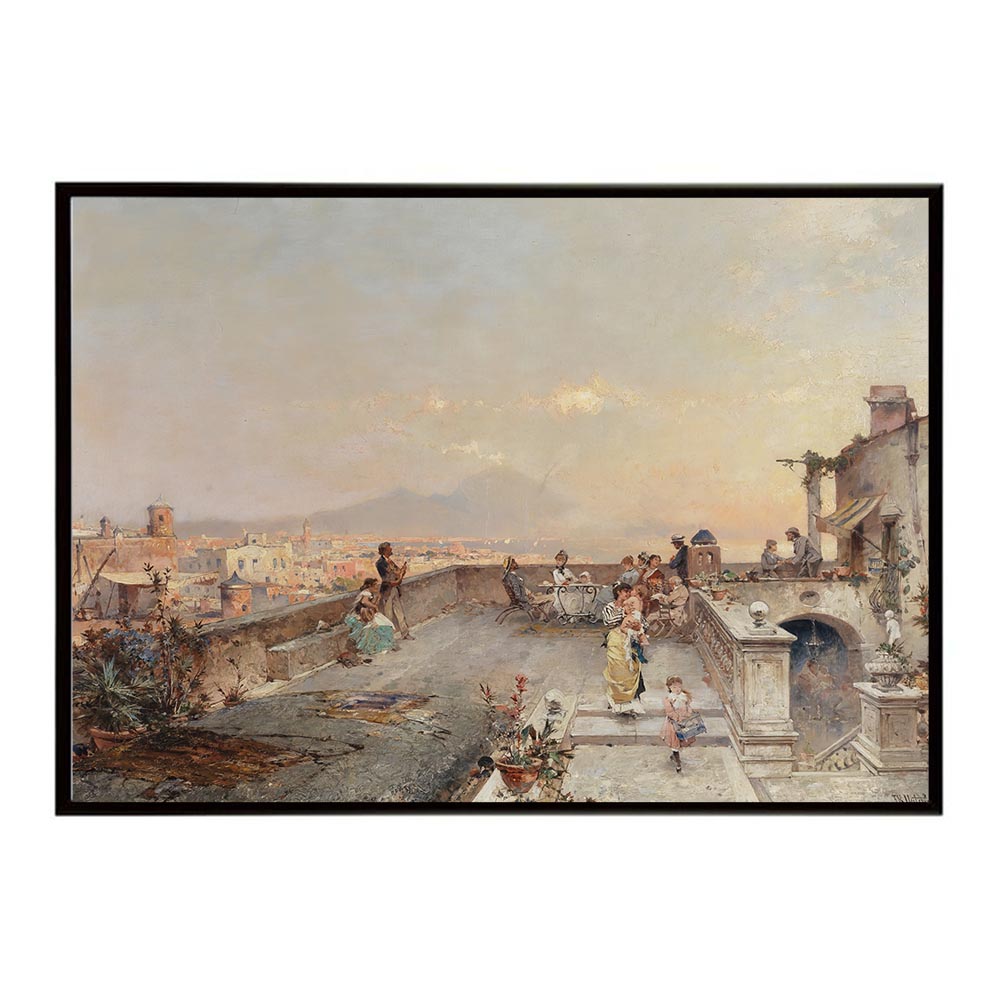 【作品名】Evening festivities Bay of Naples Mount Vesuvius in the distance【このポスターについて】ナポリ湾の夕べの祭りを描いた作品で、遠くにはヴェスヴィオ山が見えます。歴史と現...