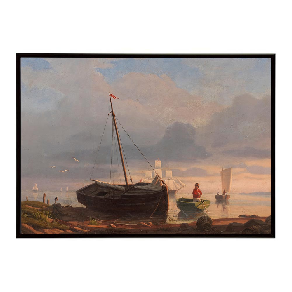 【作品名】Fischerboote am Strand im Abendlicht【このポスターについて】夕暮れの光に照らされたビーチの漁船を描いた作品です。夕日の美しさと静かな海の風景が広がります。【EFPIのポスターについて】 ポスター...