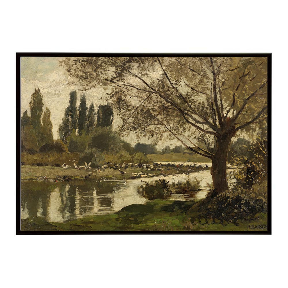 【作品名】Fluslandschaft mit Vogeln und Weide【このポスターについて】鳥と牧草地が広がる川の風景を描いた作品です。自然の豊かさと生命が感じられます。【EFPIのポスターについて】 ポスター専門店の提案力が自...