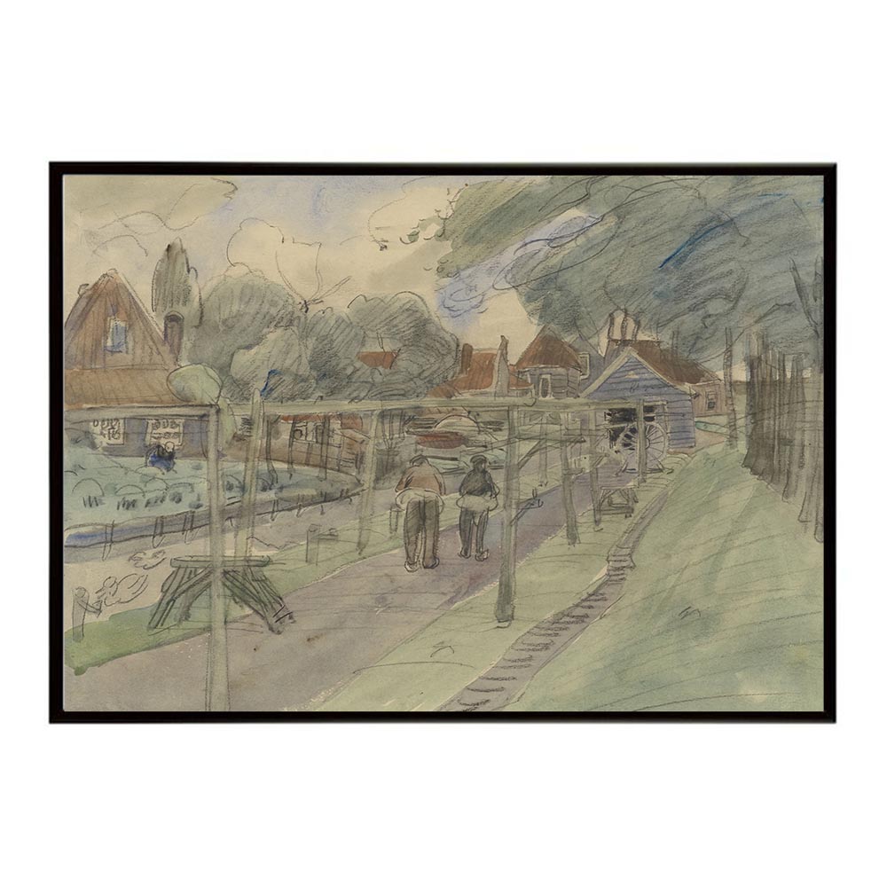 【作品名】Lijnbaan met twee touwslagers aan het werk【このポスターについて】二人のロープ作り職人が働くラインバーンを描いた作品です。労働と産業の調和が広がります。【EFPIのポスターについて】 ポス...