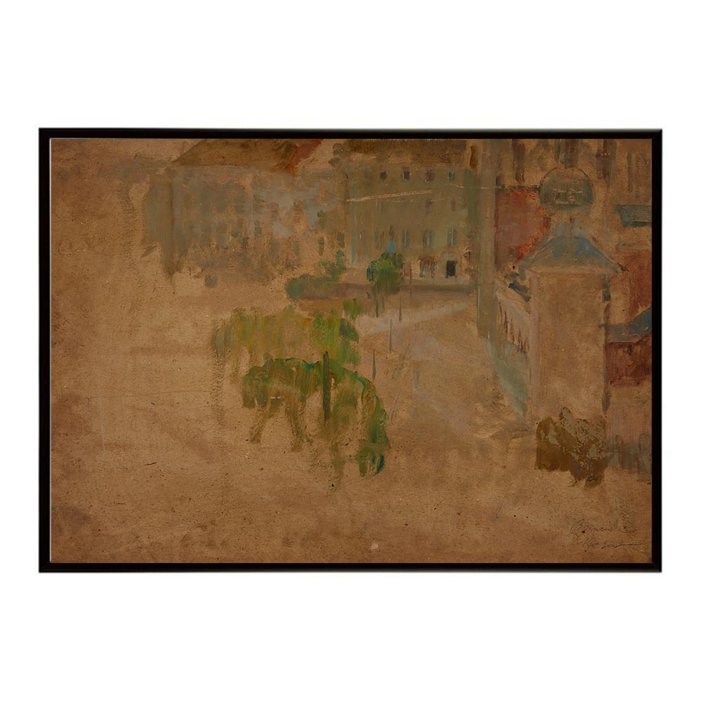 【作品名】Main Market Square in Krakow ? Fragment of a Street【このポスターについて】クラクフの中央市場広場の一部を描いた作品です。都市の賑わいとその歴史が感じられます。【EFPIのポスター...