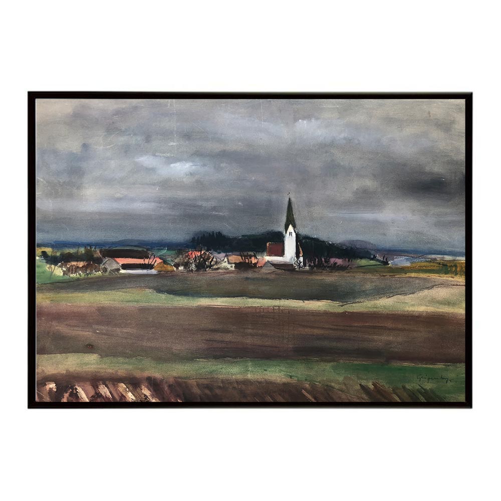 【作品名】Odelsham bei Wasserburg am Inn in Gewitterstimmung【このポスターについて】イン川沿いのワッサーブルク近郊のオーデルスハムを描いた作品です。雷雨の気配が漂います。【EFPIのポスター...