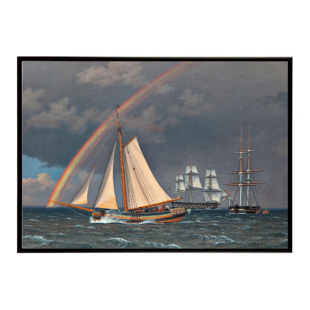 【作品名】Rainbow at Sea and a Crossing Hunt with other Ships【このポスターについて】海にかかる虹と船の狩りを描いた作品です。海の風景と冒険の雰囲気が広がります。【EFPIのポスターについて...