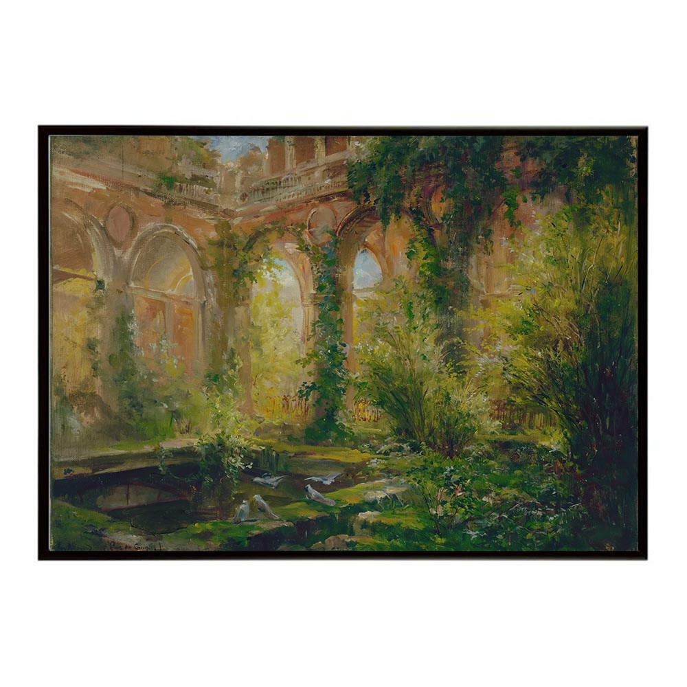 【作品名】Ruines de la Cour des comptes; la salle des fetes.【このポスターについて】Cour des comptesの遺跡を描いた作品です。祭りの広間がかつての華やかさを思い起こさせます。【...