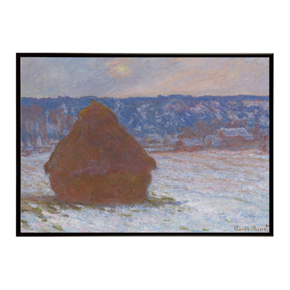 【作品名】Stack of Wheat (Snow Effect Overcast Day)【このポスターについて】曇りの日に雪が積もった小麦の山を描いた作品です。冬の農村の風景が広がっています。【EFPIのポスターについて】 ポスター専門...