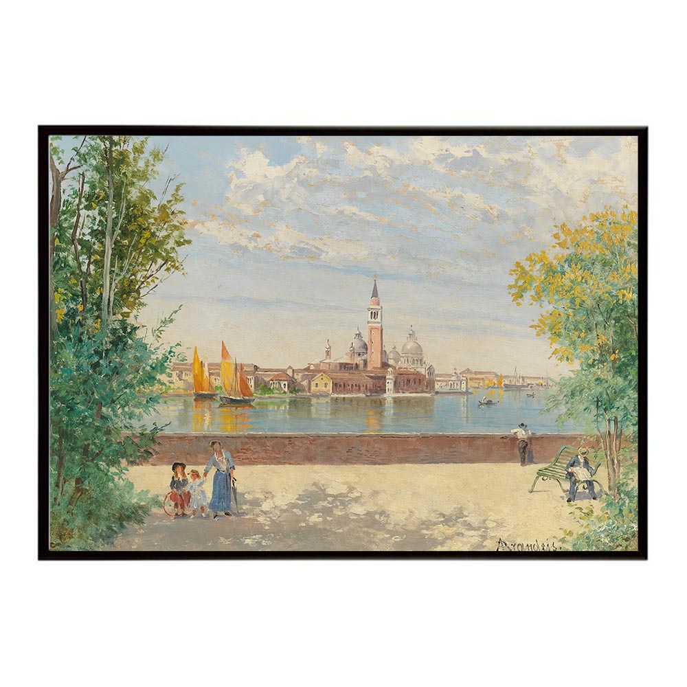 【作品名】Venice a view of San Giorgio from the Giardini【このポスターについて】ジャルディーニから見たサン・ジョルジョの景色を描いたポスターです。静かな水面と美しい建築物が、ヴェネツィアの魅力を...