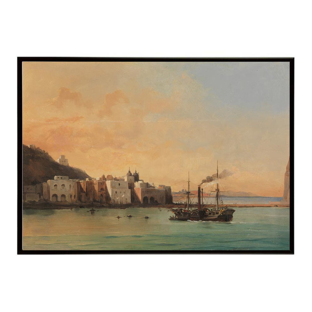 【作品名】View of Ischia from the Sea【このポスターについて】海から見たイタリアのイスキア島の風景を描いたポスターです。青い海と島の美しい風景が広がり、地中海のリゾート気分を味わえる一枚です。【EFPIのポスターに...