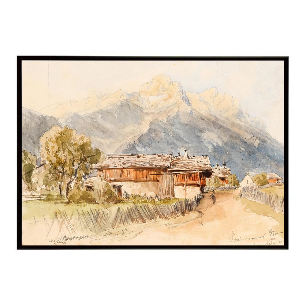 【このポスターについて】ザルフェルデン近くのシュタイネルネス・メーア山脈の農家を描いたこのポスターは、オーストリアの牧歌的な田園風景を感じさせます。インテリアに温かみと自然の美しさをもたらし、リビングルームやキッチンに最適です。【EFPIの...