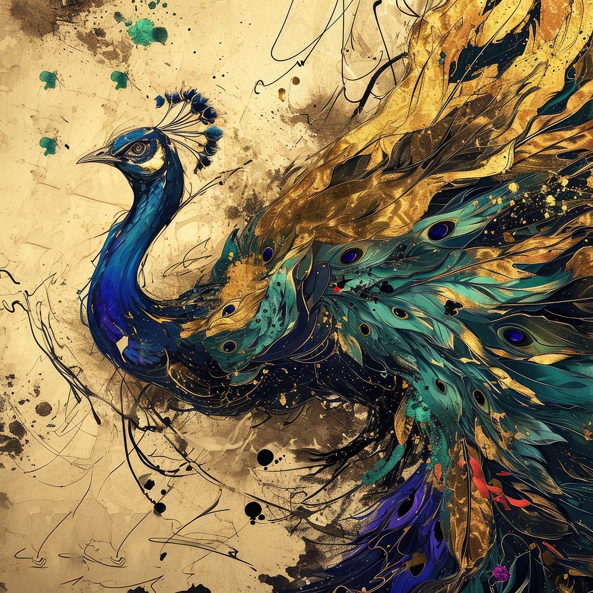 【このポスターについて】 優美な孔雀を描いたこのポスターは、インテリアに独特の魅力を与えるアイテムです。孔雀の羽の壮麗な色彩と細やかな模様は、部屋に豊かな文化的な雰囲気と洗練されたエレガンスをもたらします。広く開かれた孔雀の羽は、古来より繁...