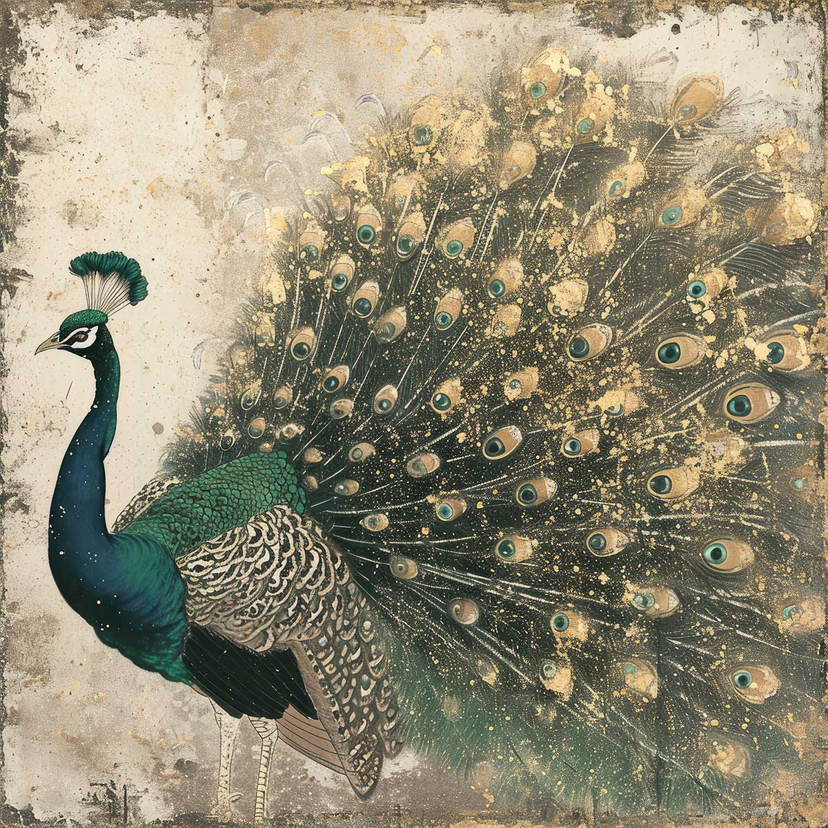 【このポスターについて】 優美な孔雀を描いたこのポスターは、インテリアに独特の魅力を与えるアイテムです。孔雀の羽の壮麗な色彩と細やかな模様は、部屋に豊かな文化的な雰囲気と洗練されたエレガンスをもたらします。広く開かれた孔雀の羽は、古来より繁...