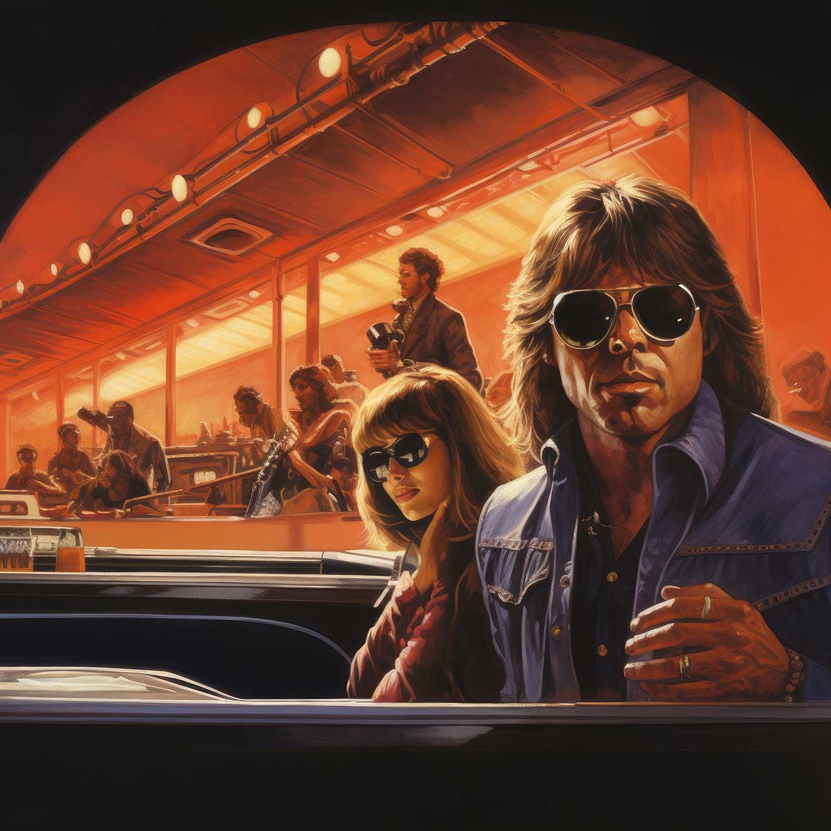 【このポスターについて】 このポスターは、70年代や80年代のアメリカのエッセンスを凝縮したデザインです。モチーフには、活気に満ちた人々の様子、光輝くマッスルカー、そしてレトロなダイナーが取り入れられており、その時代の自由な精神と楽観主義を...