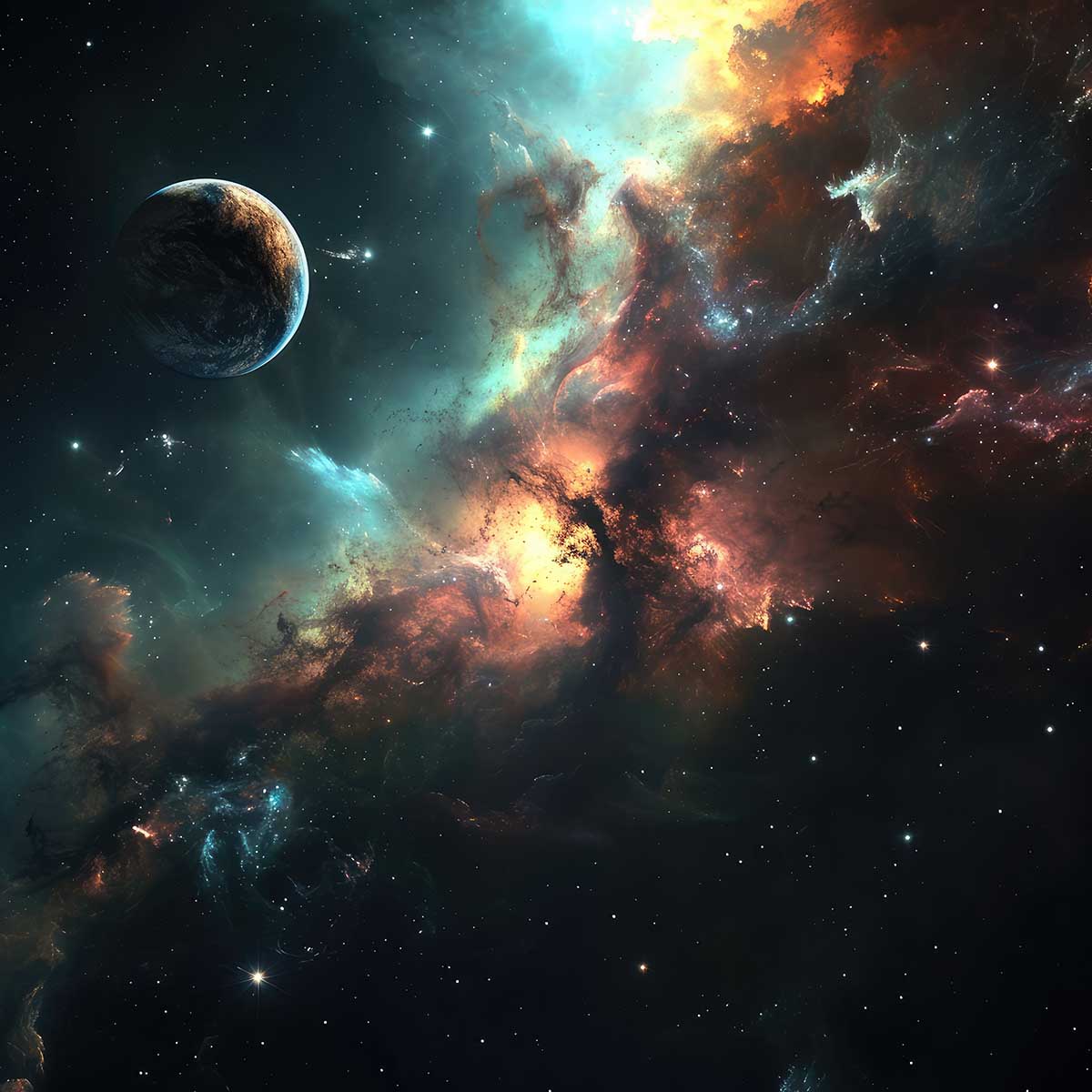 【このポスターについて】 宇宙の壮大さを感じさせるポスターで、日常の空間に天体の魅力を取り入れてみませんか？深い宇宙の青と星々が織り成す光のテープストリーは、見る者を星間の旅へと誘います。このアートピースは、夜空を見上げることの喜びと、宇宙...