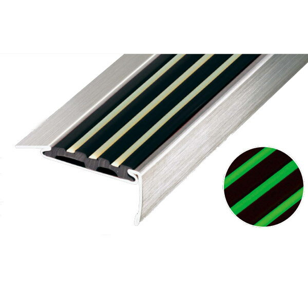 ヘアライン仕上げ 穴あけ加工済み（75ピッチ） 最長：2000mm 蓄光＋ガラス繊維入りタイヤ ※床材（塩ビタイル・長尺シート）を貼る際は段鼻の角まで貼ってください。 ※アシステップは完全に危険を除去するものではありませんので、歩行の際は十...