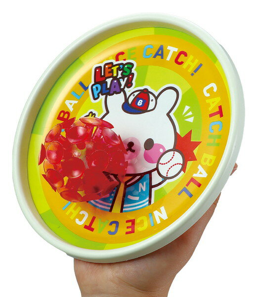 吸盤のボールがミットにぴったんこ！ ミット2枚とボールのセット 商品サイズ（単位mm)：ミット：φ177×15mm、ボール：φ60mm セット内容：ミット×2、ボール×1 重量（g）：90g 材質：PP、PVC 包装形態：OPP袋 包装サイ...