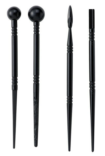 細かな細工、ラインだし、型押し等、粘土造形専用棒 商品サイズ（単位mm)：156〜163mm セット内容：本体×4種 重量（g）：40g 材質：PP 包装形態：pp袋 包装サイズ：200x60x15mm 販売単位：セット 生産国：中国 箱の...