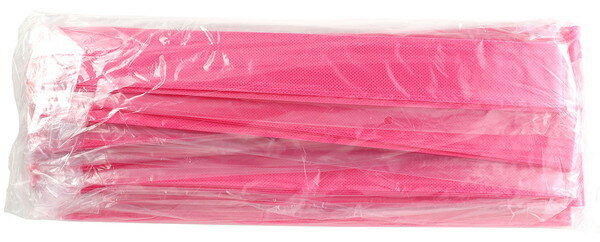 縫製済の不織布タイプ！ 10本入りお得セット ※実際の商品は、写真の色と若干異なる場合がございます。予めご了承ください。 商品サイズ（単位mm)：幅約40mm×1.4m セット内容：カラー不織布ハチマキ 桃×10 重量（g）：124 材質：...