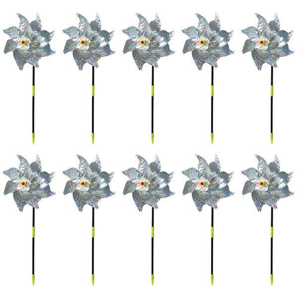 光の反射と回転で鳥を遠ざける！広い場所でもよく目立つ！ 光の反射と回転で害鳥を効果的に威嚇するかざぐるまです。 大きなサイズで目立ちやすく、農地や駐車場など広いスペースでの使用に最適です。 羽にはハトやカラスの天敵である猛禽類のツメを模した...