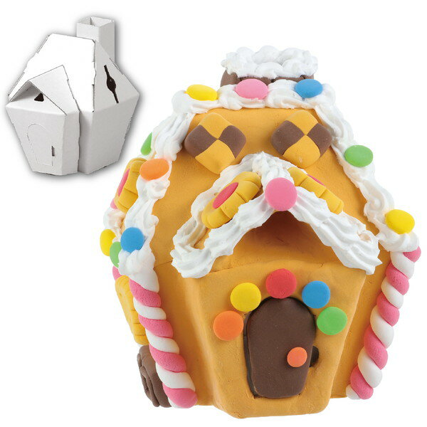 クリスマスにもぴったり！作って飾って使える！ねんどで作るお菓子の家！ 本物みたいなホイップねんどでデコレーションできる、かわいいお菓子の家を作る工作キットです。 えんとつタイプと2階建てタイプの2種類から選べる段ボール芯材付きで、絞り袋と口...