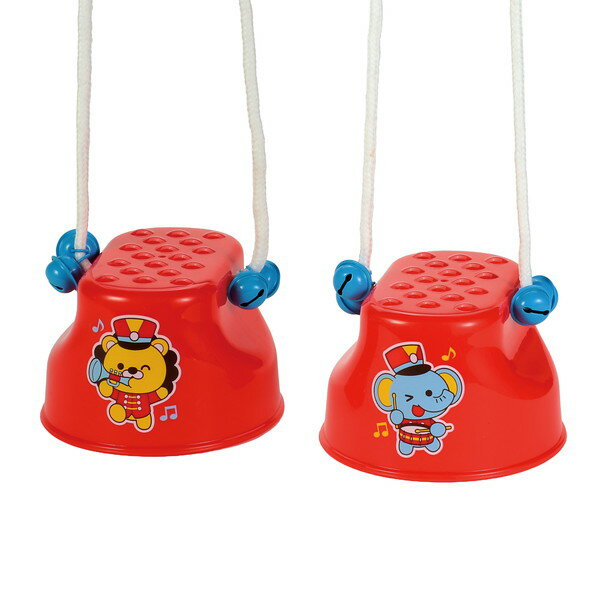 歩くとリンリンと鈴が鳴るぽっくり！ 歩くたびにリンリンと鈴の音が鳴って楽しいぽっくりです。 かわいいライオンとゾウのイラスト入りで気分もアップします。 ぽっくり遊びは全身運動につながり、バランス感覚が養え、反射神経もよくなります。 手足の運...