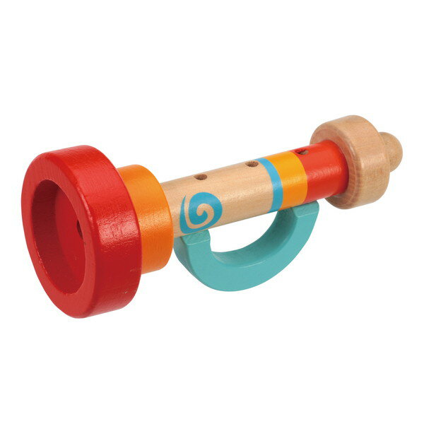 持ちやすい取っ手付き！カラフルでかわいい木製ラッパ！ 持ち手付きで小さな手でも握りやすいカラフルな木製ラッパです。 温かみのある木の質感とポップな色合いで見た目も楽しく遊べます。 吹いて音を鳴らすことで感覚遊びやリズム遊びが広がります。 商...