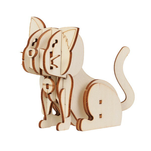 作って楽しい！飾ってかわいい！木製3Dパズル！ レーザーカット済みのパーツを順番に差し込むだけで組み立てられる、簡単で楽しい木製3Dパズルです。 立体なので、ネコのかわいいシルエットを再現できます。 工具不要で手軽につくれるので、初心者でも...