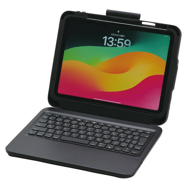 混線の心配なし！有線接続のiPad用キーボードケース！ Type-C接続のiPad対応キーボードケースです。 混線や断線の心配がなく安定した入力が可能で、教育現場や業務利用に最適です。 マグネットフラップ・無段階スタンド・ペン収納部など機能...