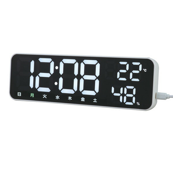 時刻・曜日・温度・湿度を同時表示！メモリー機能搭載で電源オフでも時刻・アラームをキープ！ 時刻・曜日・温度・湿度を同一画面に表示できるデジタルLED時計です。 明るさは3段階で調整可能・メモリー機能搭載です。 電源を切っても設定内容が保持さ...