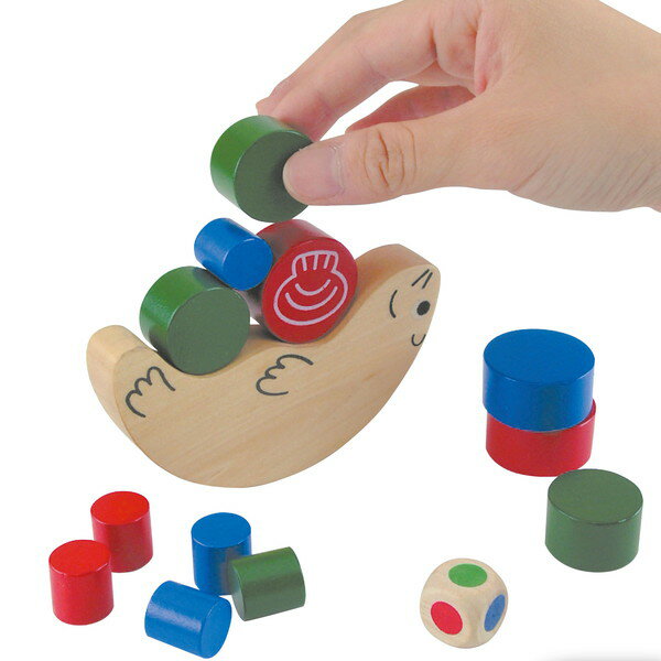 商品説明：かわいいラッコにブロックを積んでいくバランスゲーム。 商品サイズ：ラッコ（100×55×15mm）×1円柱大（φ30×15mm）× 重量：95g 材質：木 包装形態：ヘッダー付化粧箱入 包装サイズ：70×125(ヘッダー部25mm...