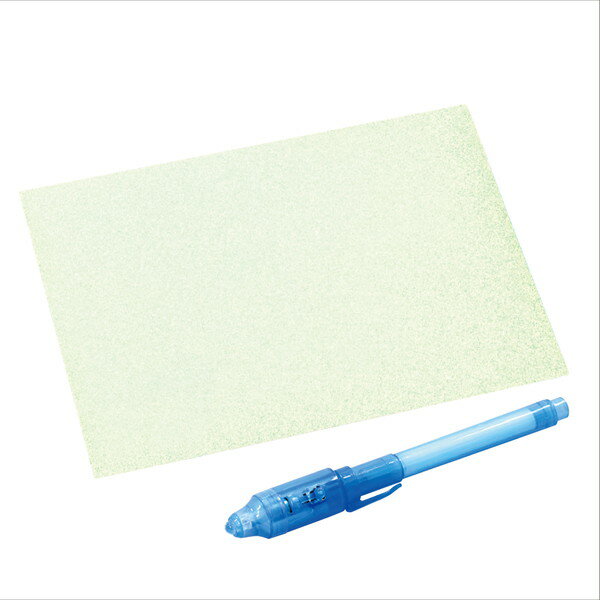 商品説明：ペンシル型のブラックライトを蓄光シールに照射し、絵を描いたり影をつけたりする科学キットです。ブラックライトで照らすと文字や絵が浮き出る特殊インクを使用したマジカルライトペンが付属しています。蓄光シールは貼ってはがせる弱粘着タイプで...