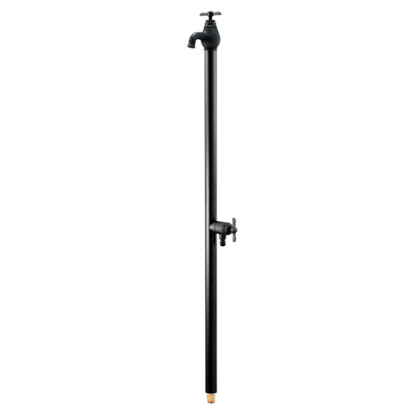 シンプルな空間にアンティークモダンのアクセント。 外筒 サイズ：φ34×H1078mm 材質：アルミ 仕上げ：アルマイト処理 立上り管 材質：ステンレス 蛇口部 材質：銅合金 仕上げ：ブラックメッキ 吐水位置：51mm ・蛇口一体型（補助蛇...